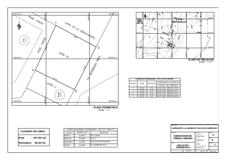 Medidas y Colindancias Lote 12 Mzna N | PDF | Geodesia | Cartografía