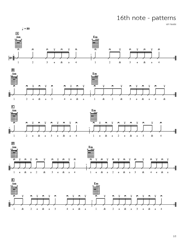 16th note patterns | PDF