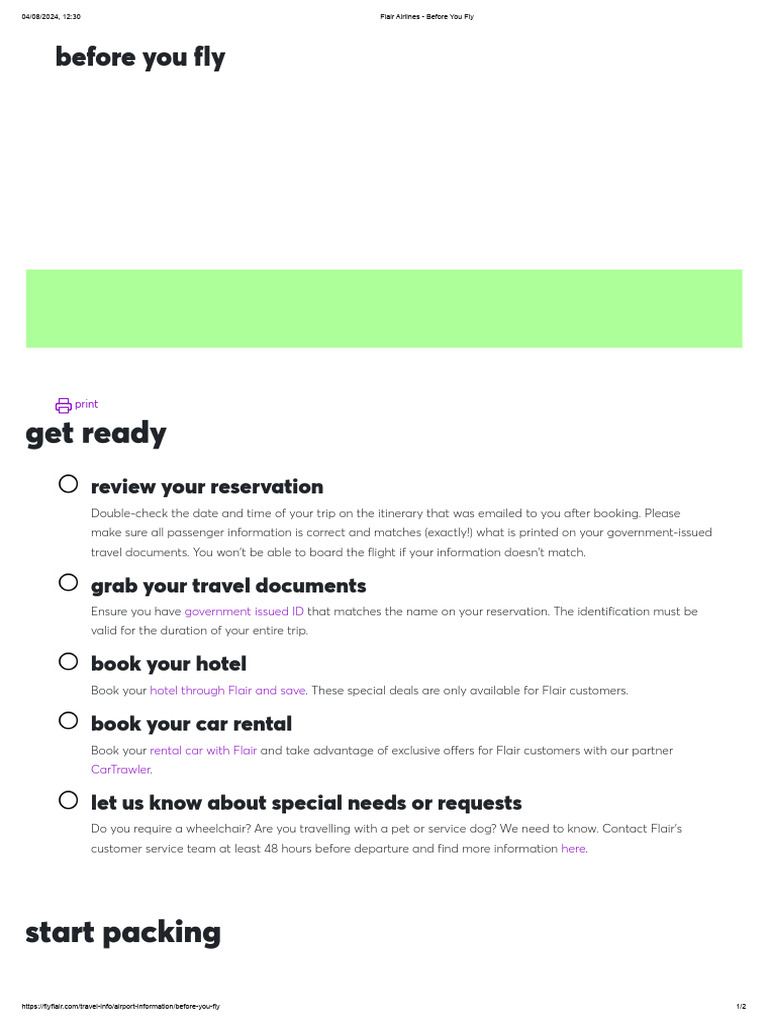 Flair Airlines: Pre-Flight Checklist | PDF | Aviation
