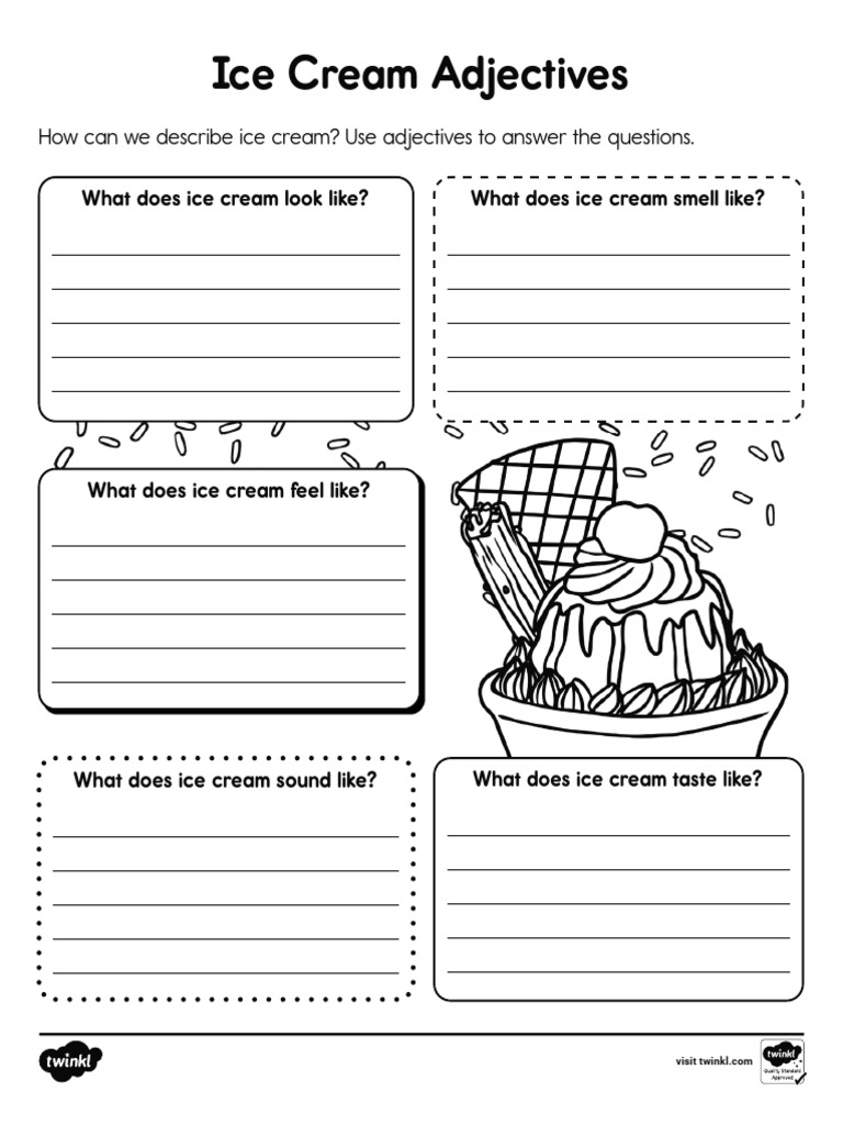 Describing Ice Cream with Adjectives | PDF
