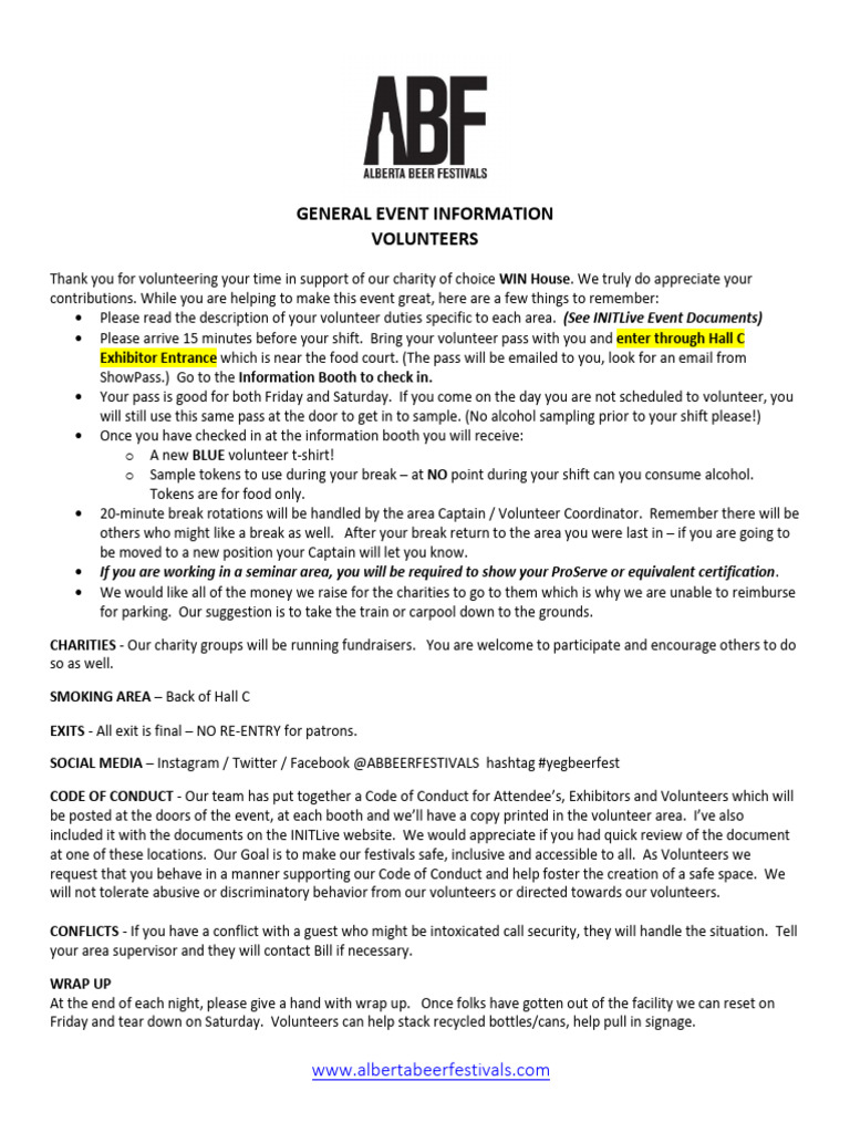 ECBF 2022 - Festival Information - Volunteers | PDF