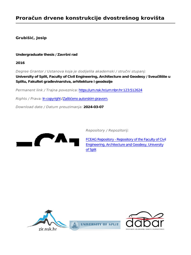 Grubisic Josip Gradst 2016 Zavrs Struc | PDF Grubisic Josip Gradst 2016 Zavrs Struc | PDF