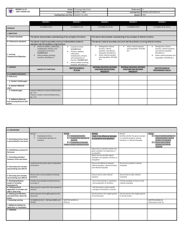 DLL Genmath - Quarter 1 Week 2 | PDF | Learning | Behavior Modification