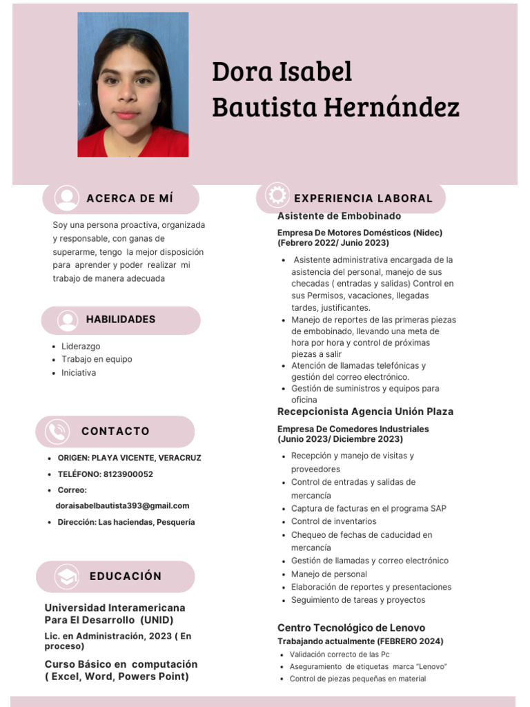 CV Dora Bautista Hernandez | PDF | Informática