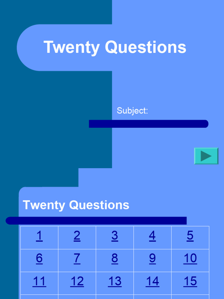 Twenty Questions Game Template | PDF