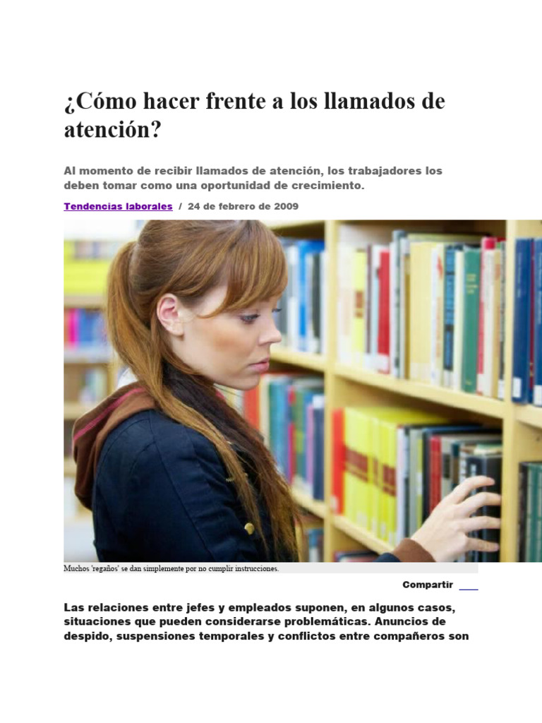 Cómo enfrentar llamados de atención laboral | PDF | Business | Gestión ...
