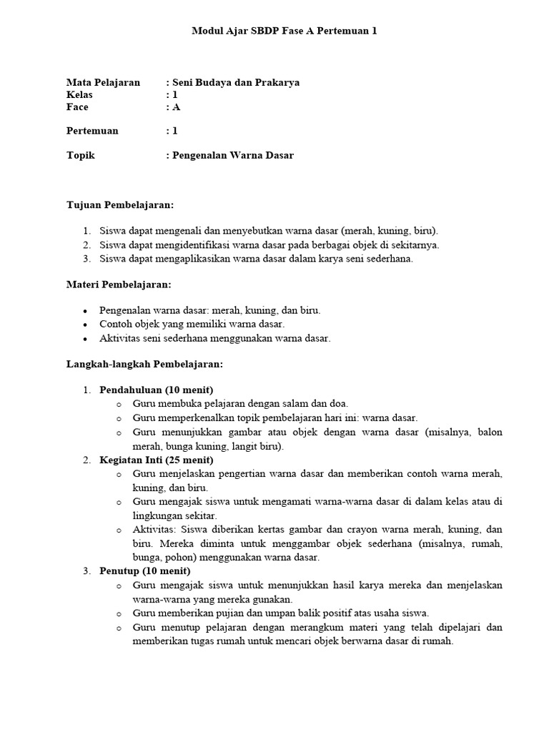 Modul Ajar Sbdp Fase A Pertemuan 1 Pdf