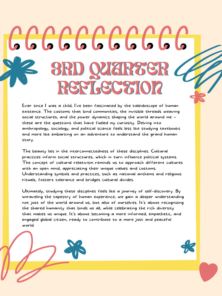 3rd Quarter Reflection | PDF | Liberal Arts Education | Behavioural Sciences