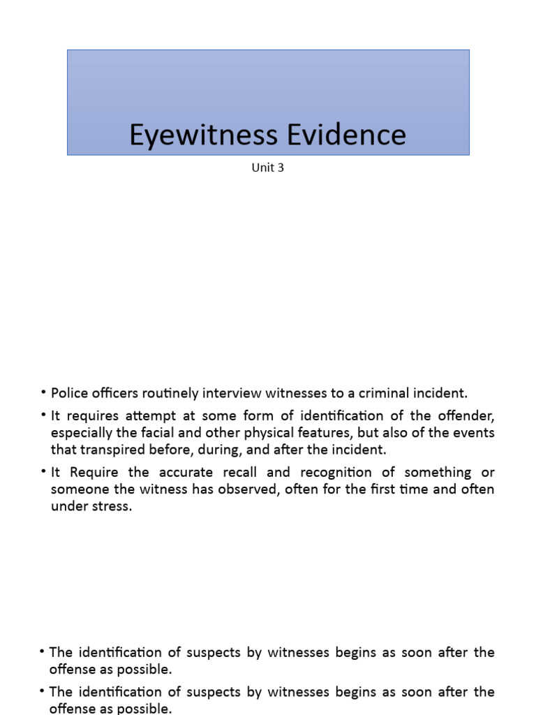 Eyewitness Evidence | PDF | Witness | Psychology