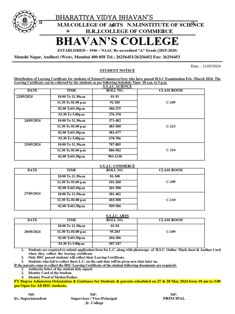 HSC LC Distribution Notice 2022 | PDF | Vocational Education ...