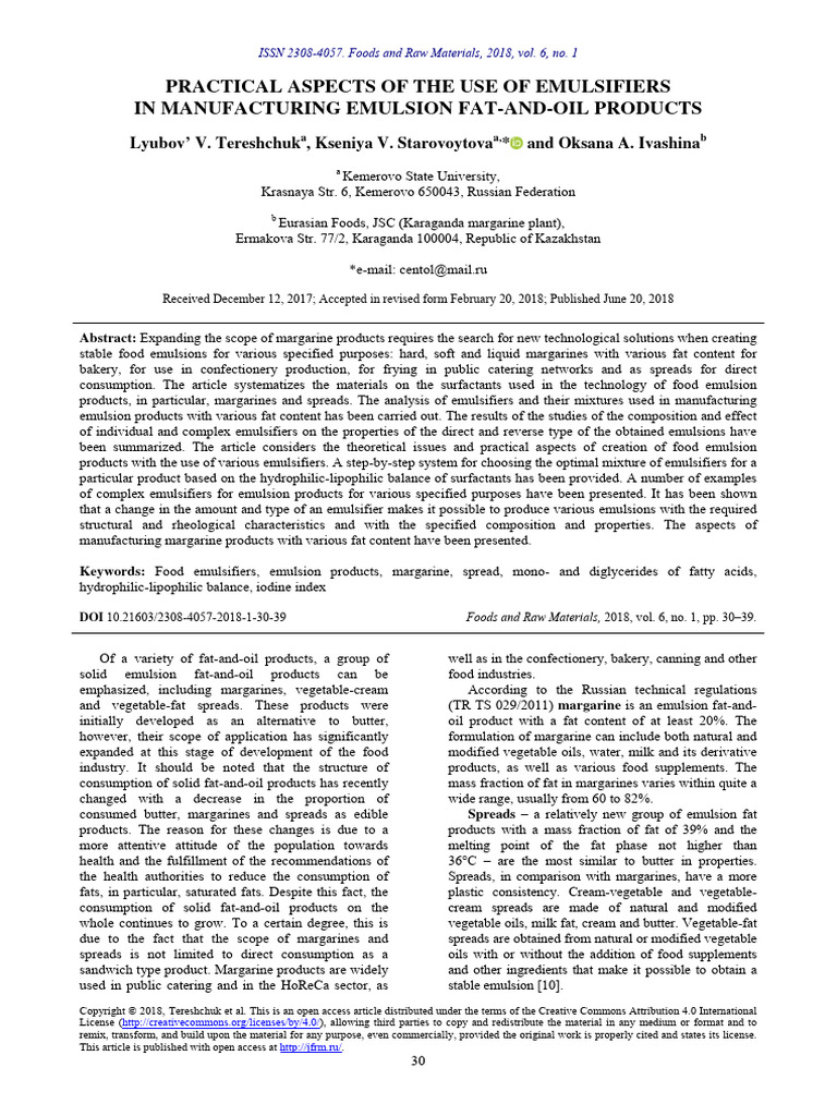 Use of Emulsifiers in Making Oil Emulsions | PDF | Emulsion | Margarine