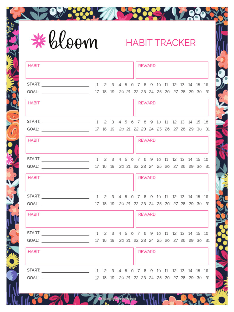 Bloom Daily Planners Free Printable - 4 Habit Tracker | PDF