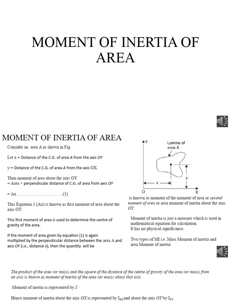 Moment of Inertia of Area | PDF | Area | Physics