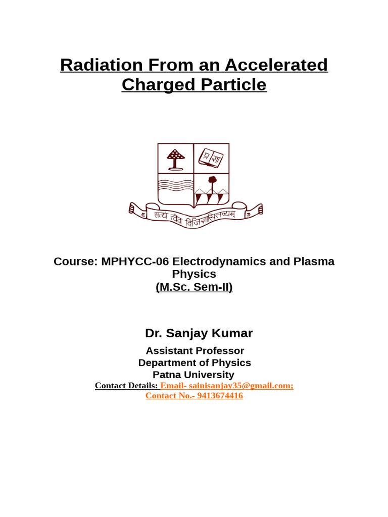 Radiation Produce by Accelerated Charge Particle | PDF | Acceleration ...