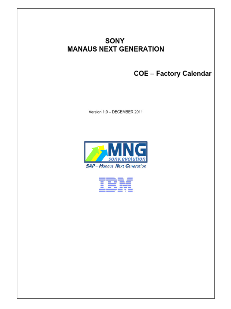 COE S2E OP03 FactoryCalendar | PDF | Computing | Software