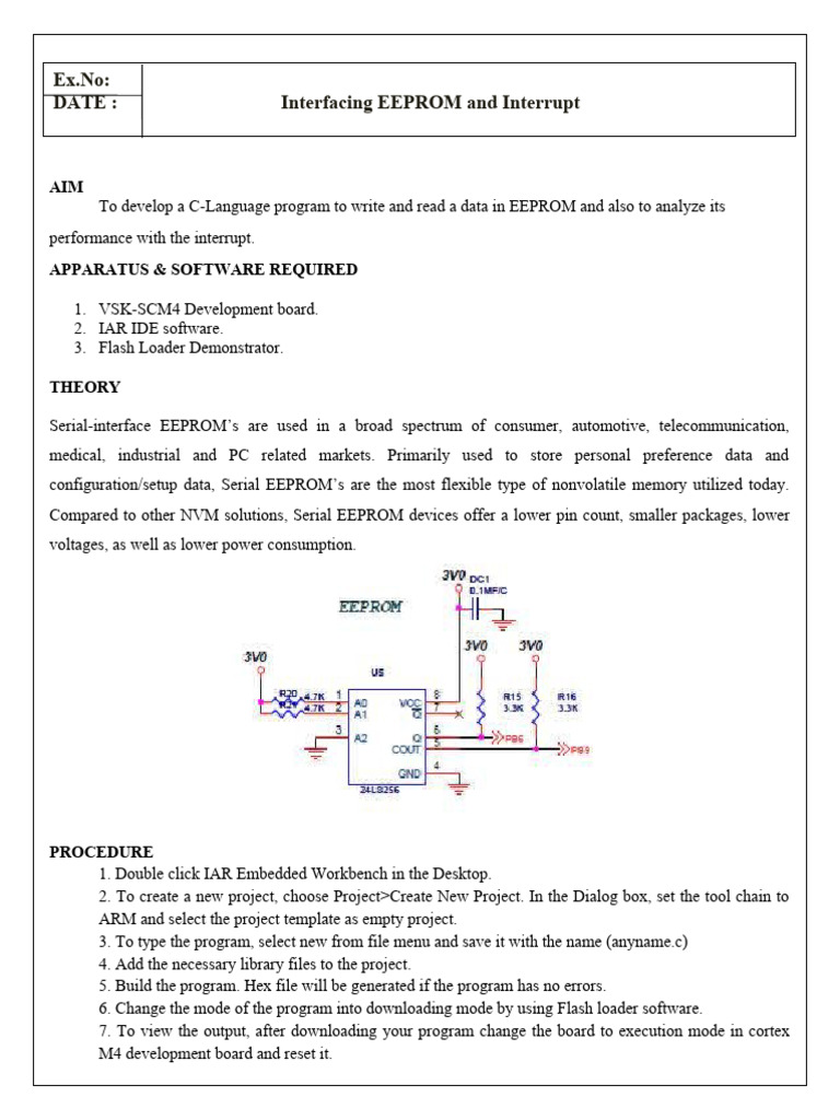 Interfacing EEPROM and Interrupt | PDF | Office Equipment | Computer Engineering