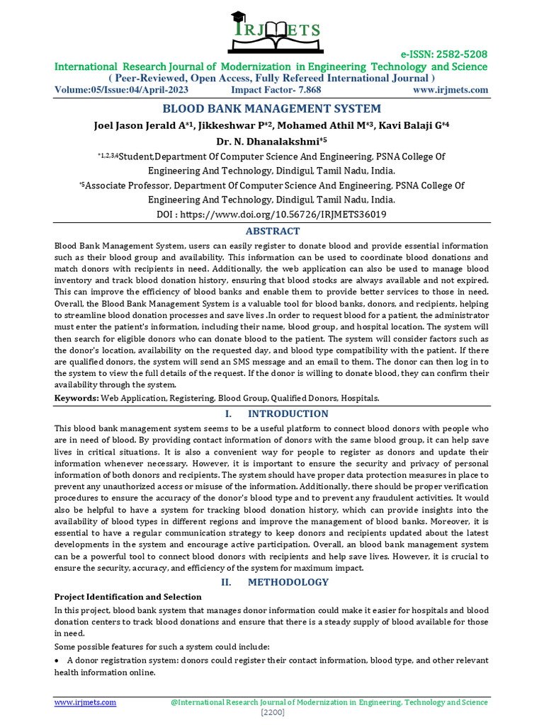 Blood Bank Management System l2n0cg9d | PDF | Software Testing | Software