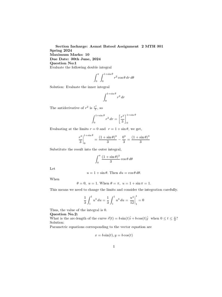 Assignment 2 Solution Pdf Equations Differential Geometry