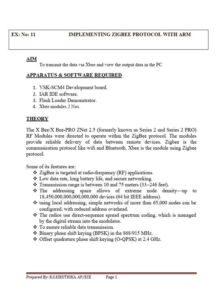 Implementing Zigbee Protocol With Arm | PDF | Computer Networking | Computer Engineering