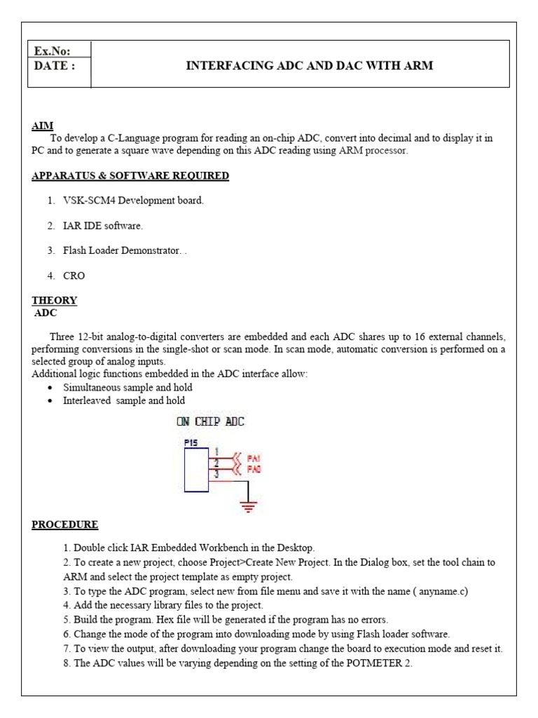 ADC and DAC Interfacing with ARM | PDF | Analog To Digital Converter ...