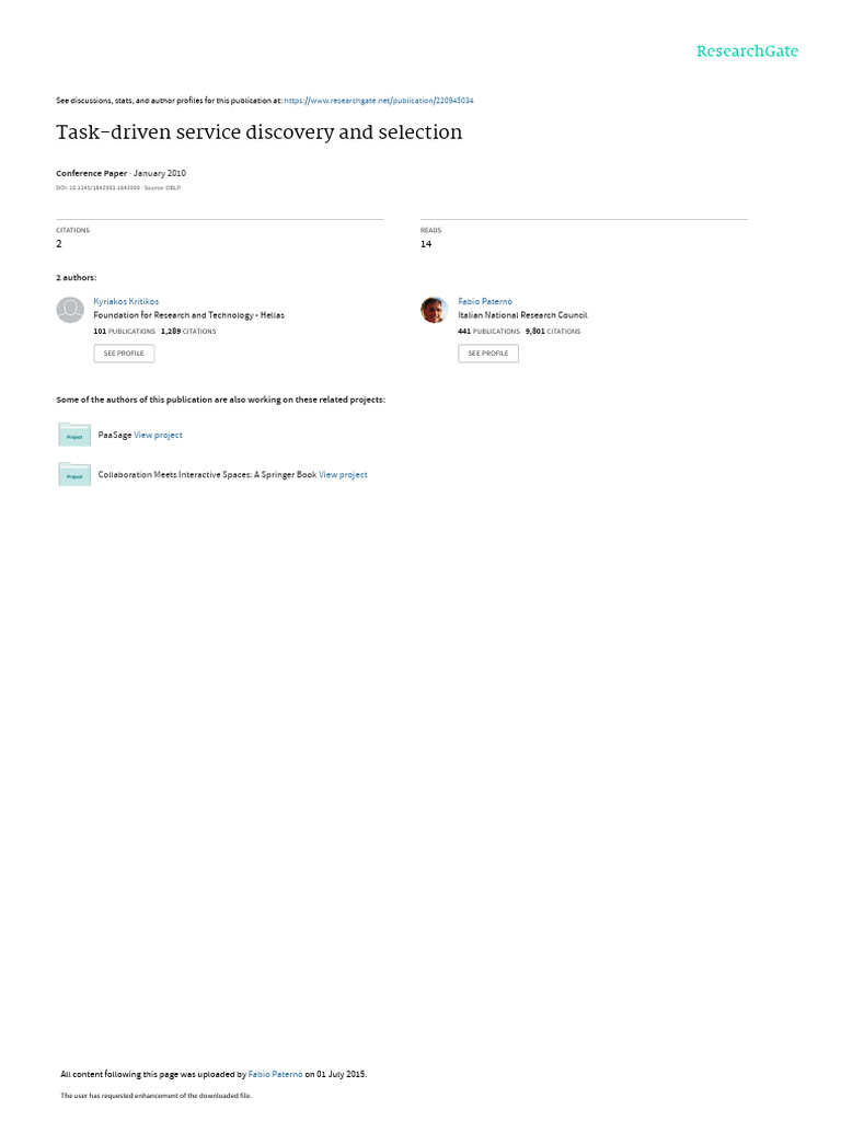 Task-Driven Service Discovery and Selection | PDF | User Interface | System