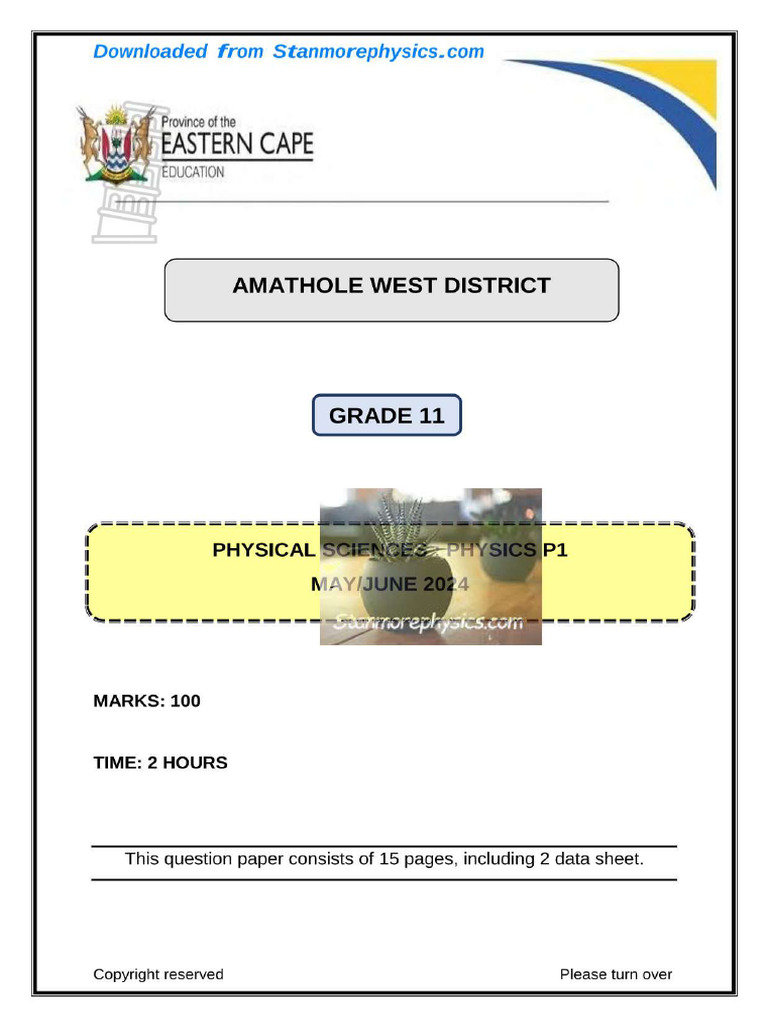 EC Physical Science Grade 11 June 2024 P1 and Memo | PDF