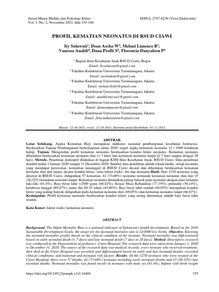 Profil Kematian Neonatus Di RSUD Ciawi | PDF