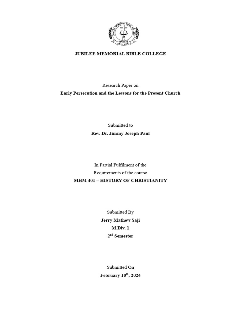 Research Paper on Persecution | PDF | Constantine The Great | Saint Peter