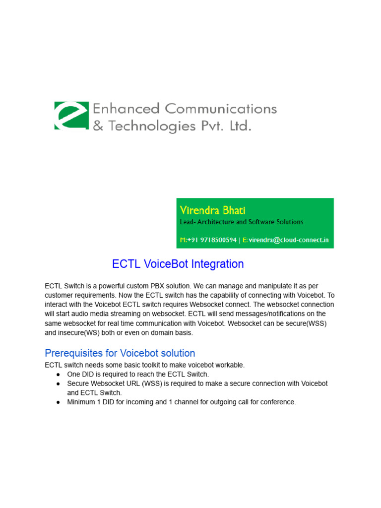 ECTL VoiceBot Integration | PDF | Login | Network Packet