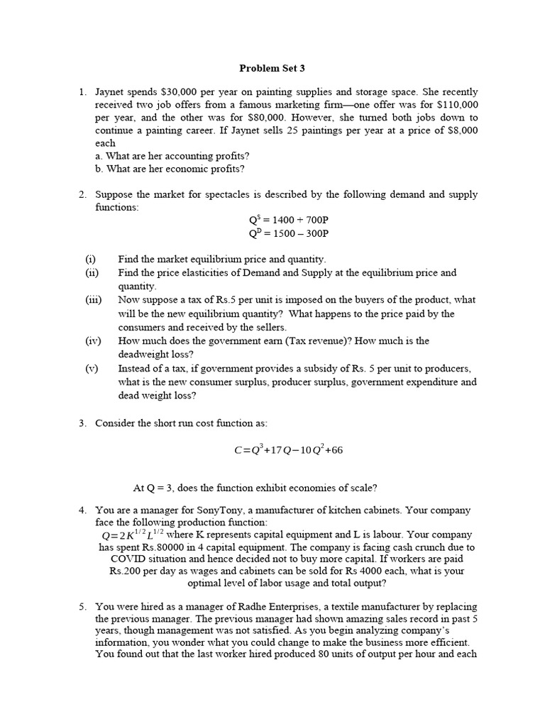 Problem Set 3 | PDF | Prices | Economies