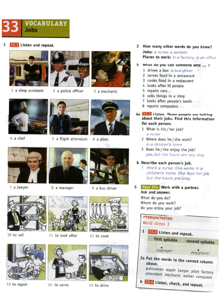 Actividad 6 Jobs Listening - 3er Grado Unidad 3 | PDF