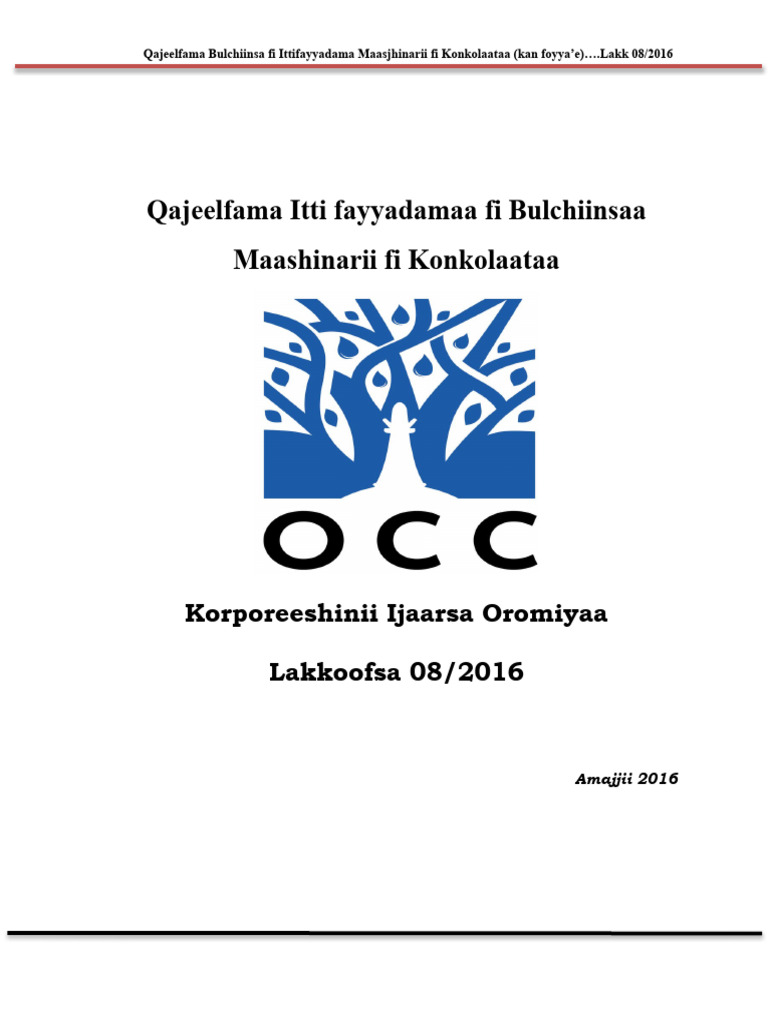 8 Qajeelfama Maashinarii Bara 2016 OCC | PDF