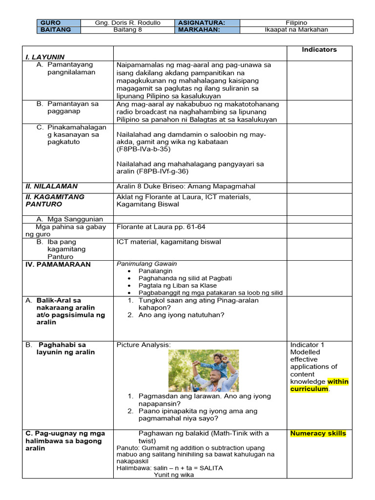 Filipino 8 Lesson Plan | PDF