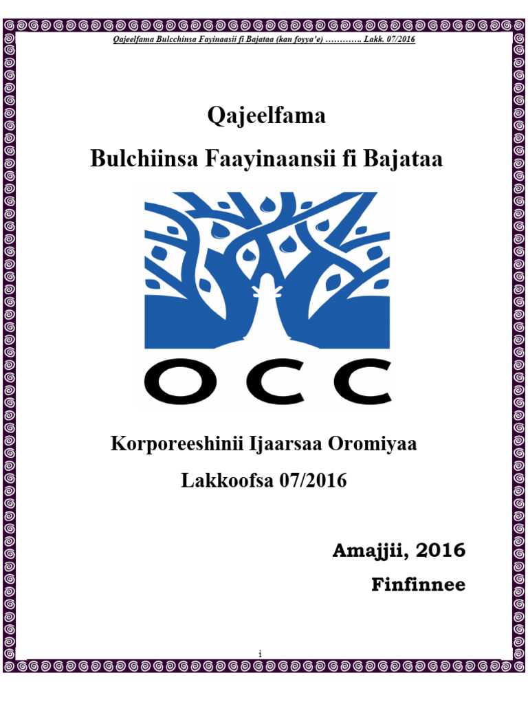 7 Qajeelfama Faayinaansii Fi Baajataa 2016 OCC | PDF