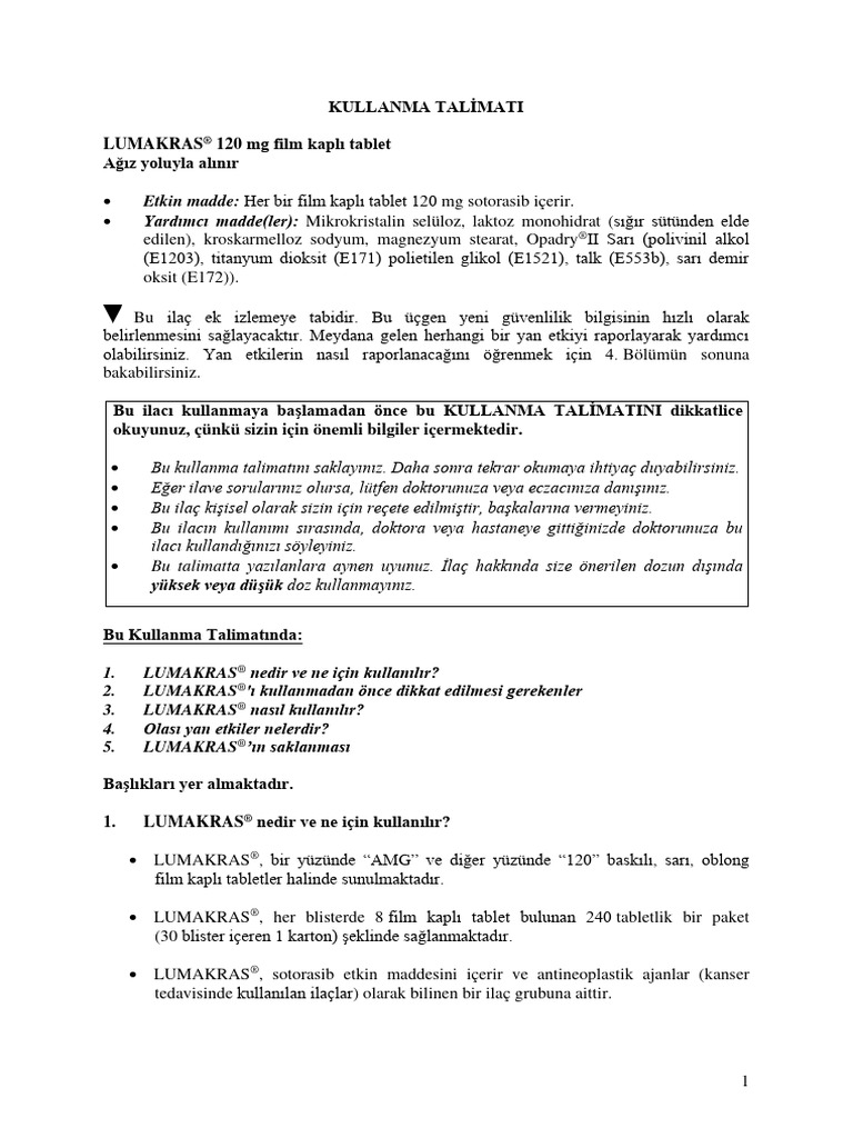LUMAKRAS® 120 MG Film Kaplı Tablet - KT | PDF