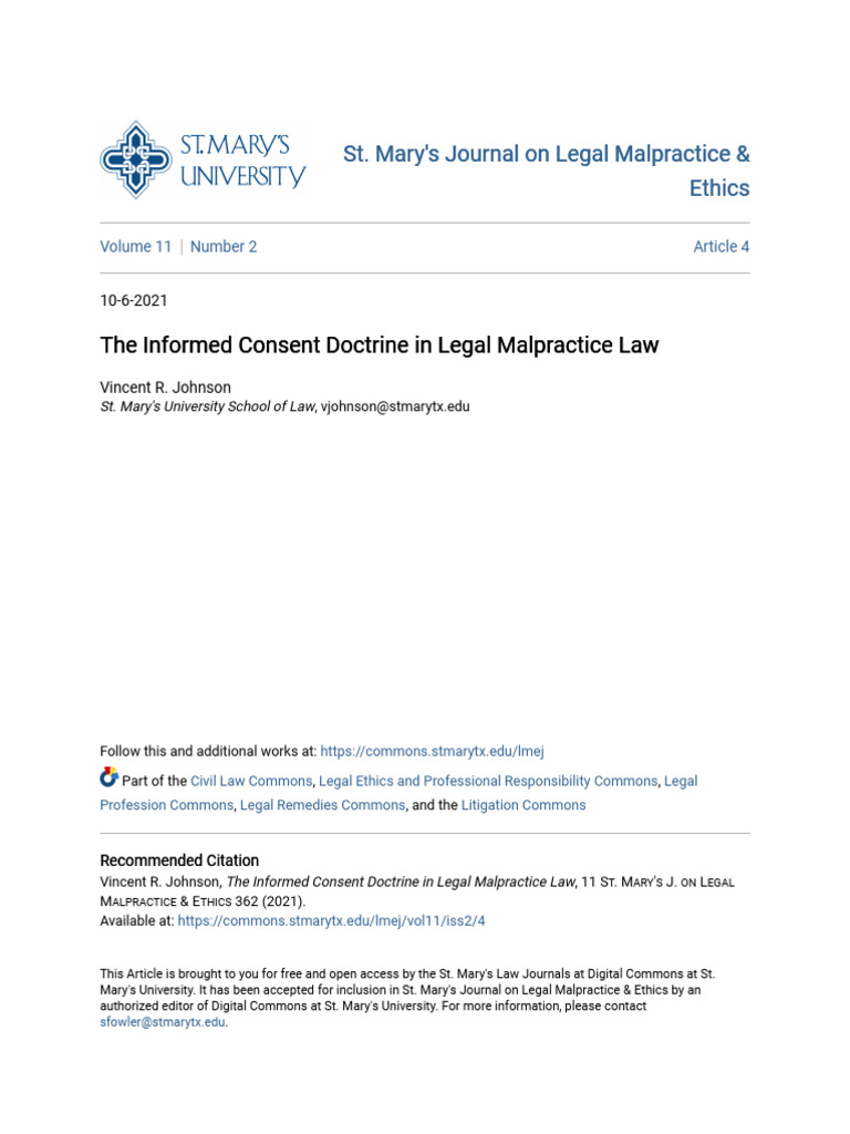 The Informed Consent Doctrine in Legal Malpractice Law | PDF ...