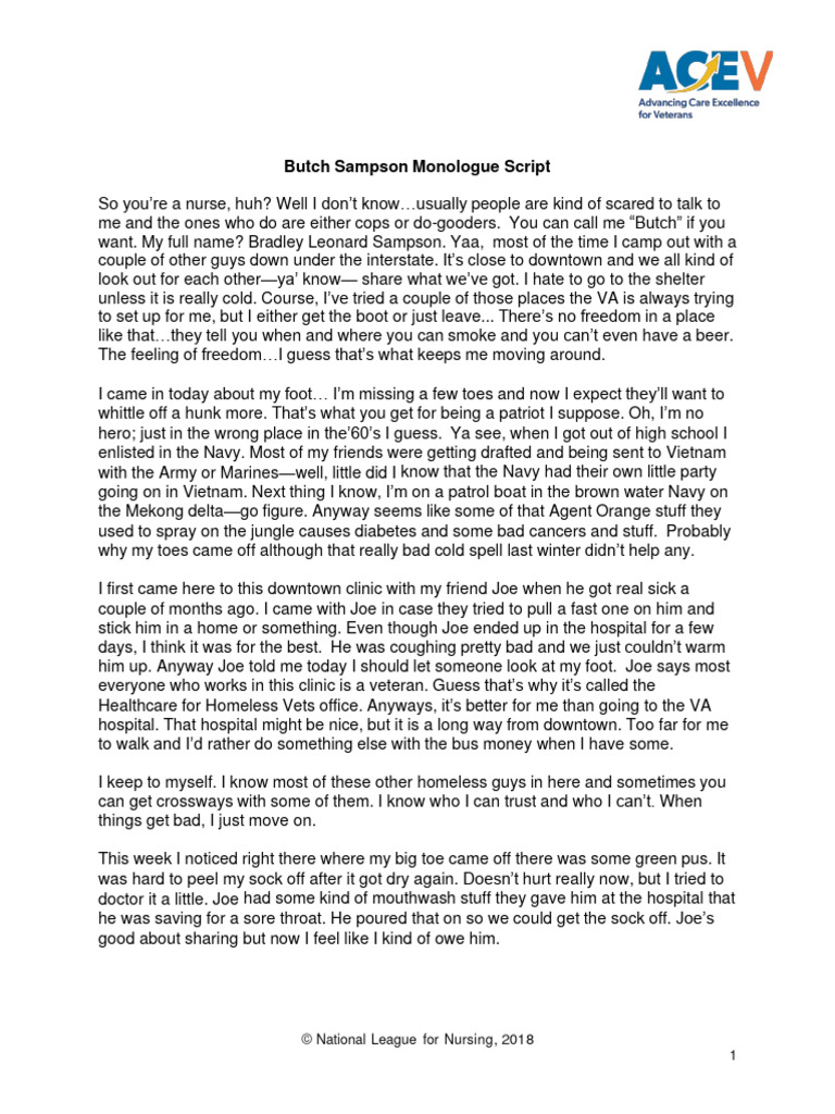 Butch Sampson Monologue Script | PDF | Self-Improvement