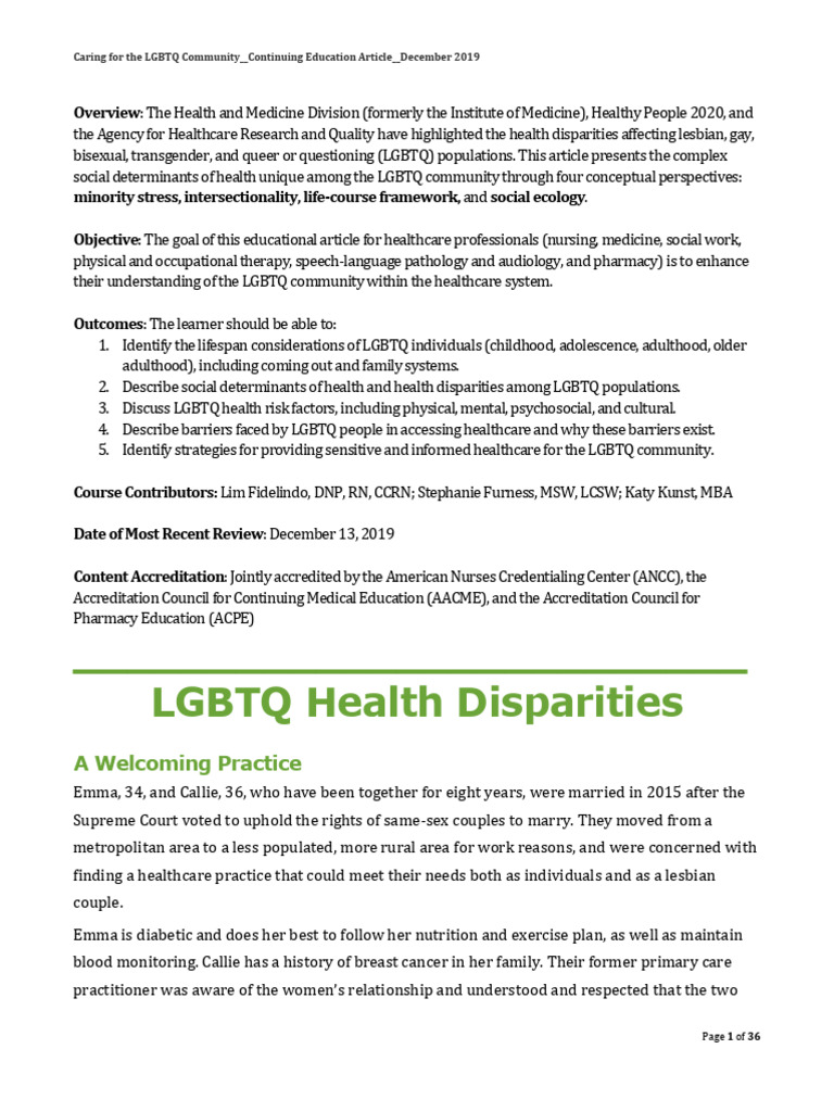 Understanding LGBTQ Health Disparities | PDF | Health Equity | Adolescence