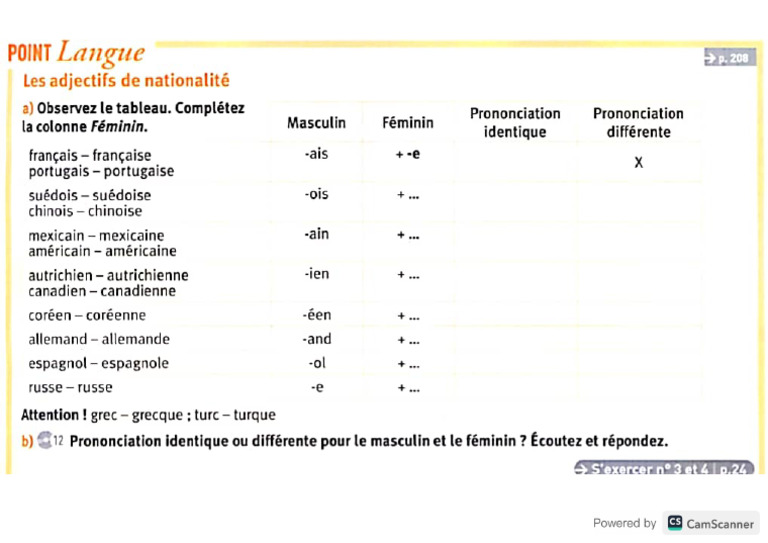 Les Adjectifs de Nationalité | PDF