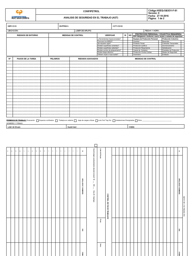 Hseq S&so1 F 81 Formato Ast | PDF