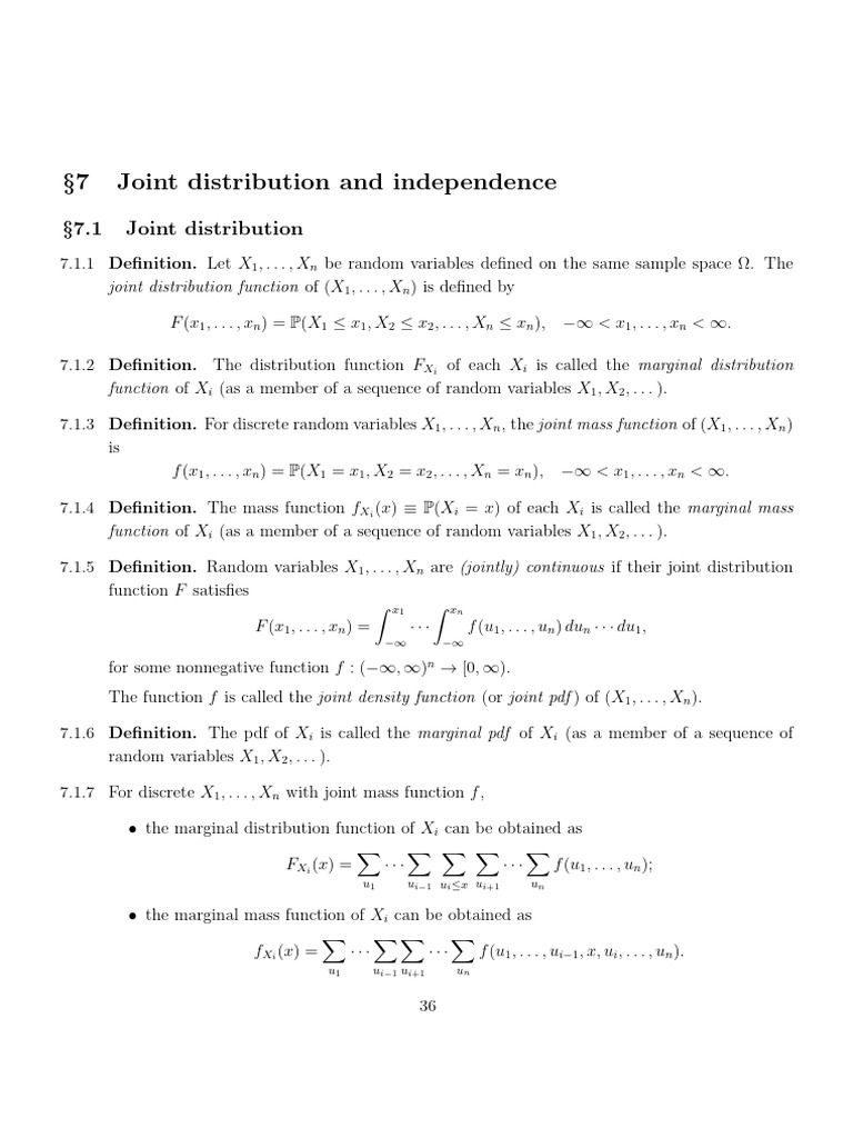 P7-Joint Distribution and Independence | PDF | Probability Distribution | Random Variable