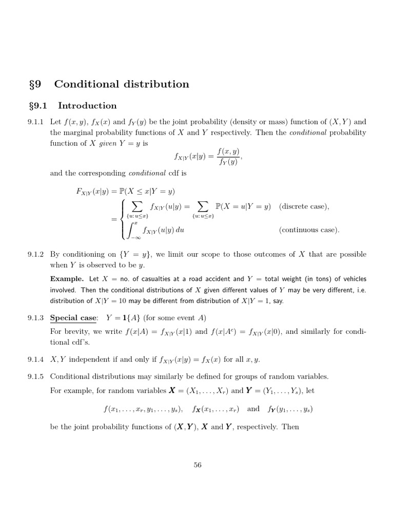 P9-Conditional Distribution | PDF | Probability Distribution | Probability Density Function