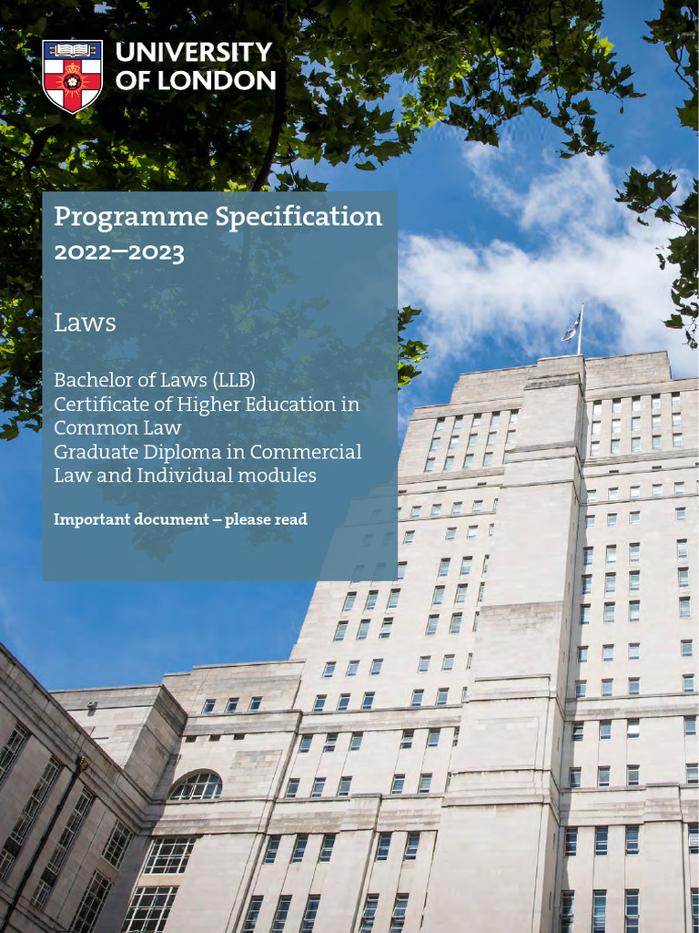 Progspec LLB Bachelor Laws 2022 23 | PDF | Academic Degree | Bachelor's Degree