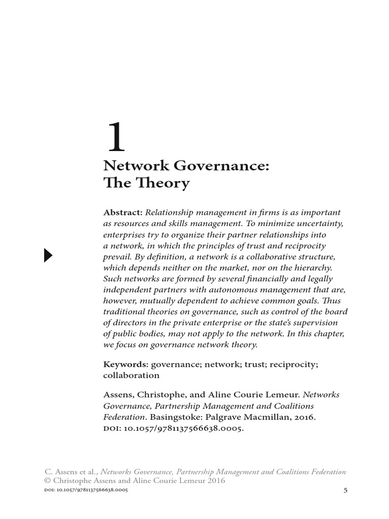 Understanding Network Governance Theory | PDF | Governance | Market ...