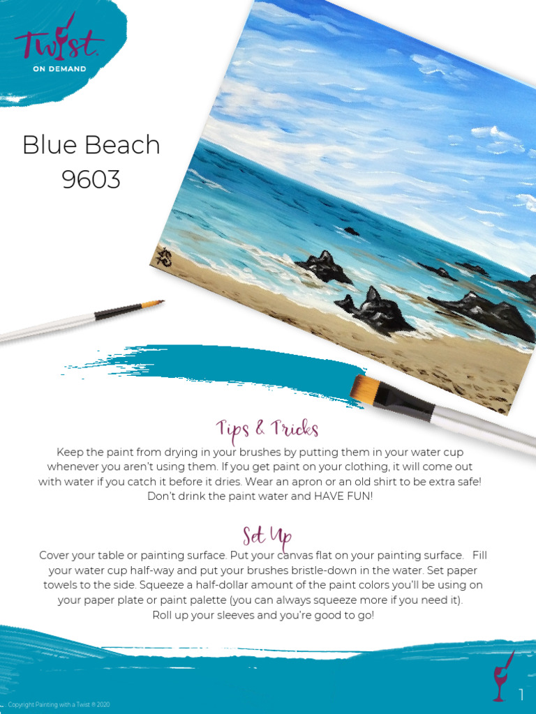Blue Beach Painting Instructions Guide | PDF | Paintings