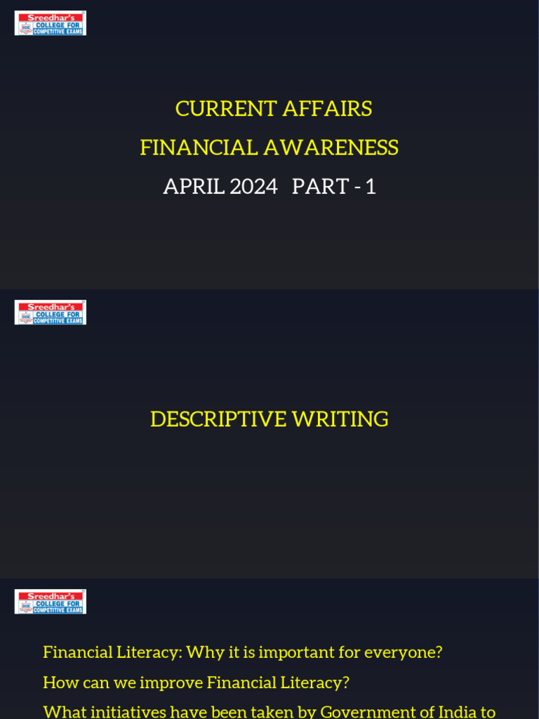 Current Affairs-Weekly Session-Ppt - Financial Awareness-April 2024 ...