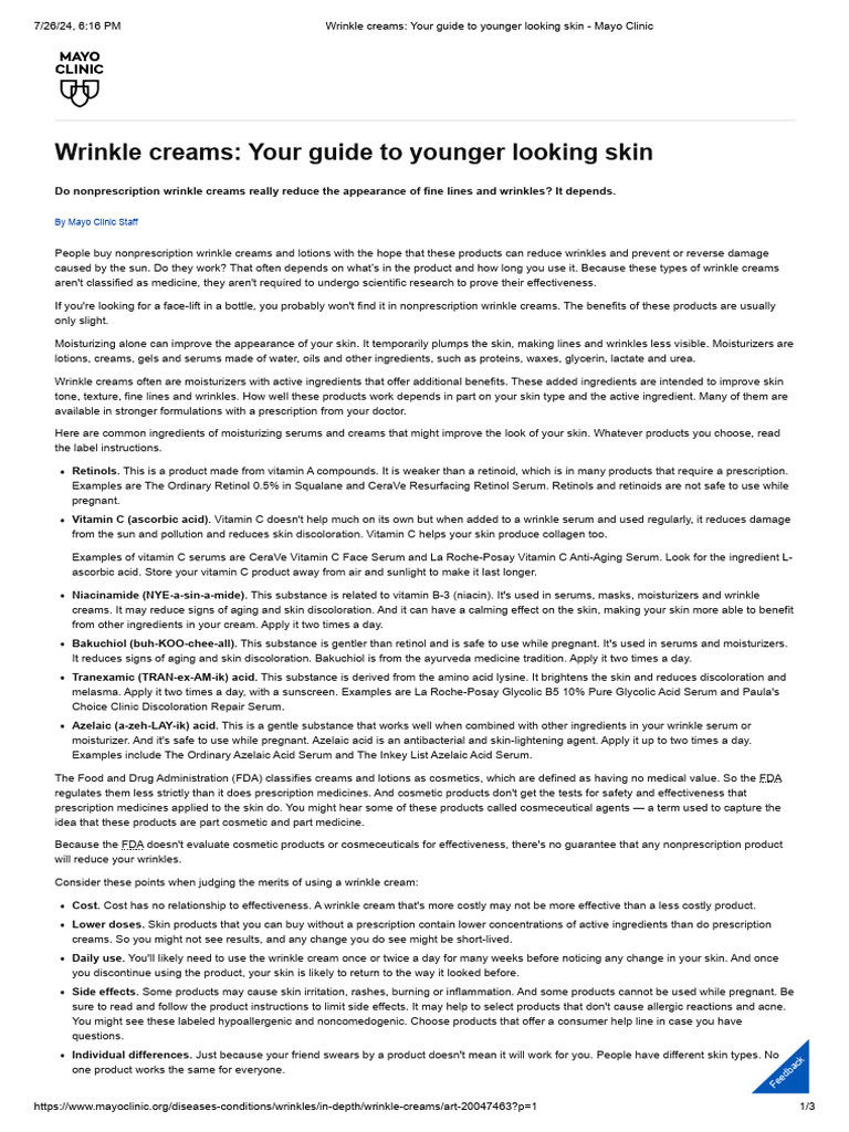 Wrinkle Creams Your Guide To Younger Looking Skin | PDF | Sunscreen ...