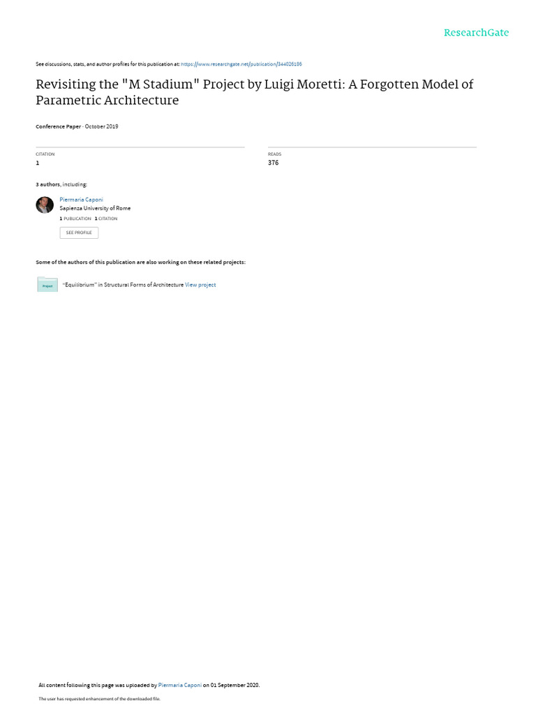 Revisitingthe MStadium Projectby Luigi Moretti AForgotten Modelof Parametric Architecture | PDF ...