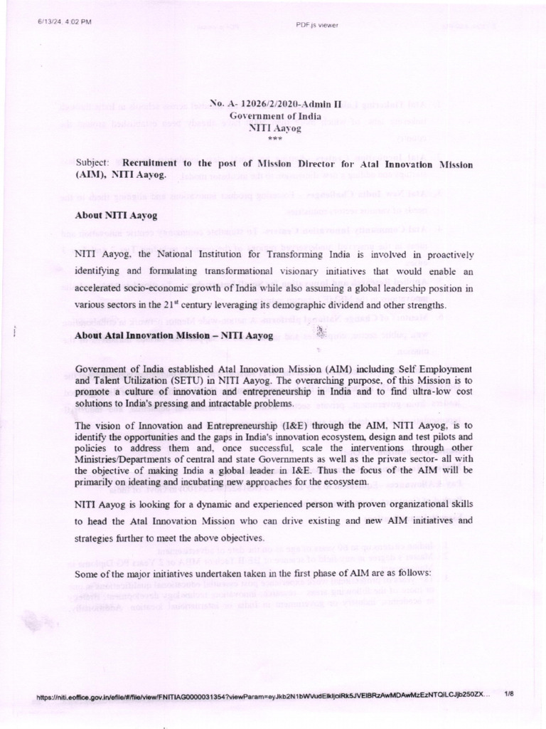 Updated Vacancy Circular of MD, AIM | PDF | Innovation | Private Sector