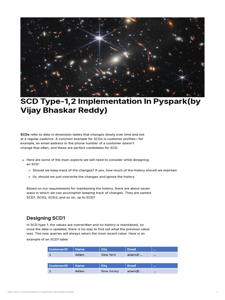 SCD Type-1 & 2 in PySpark Guide | PDF | Information Technology ...